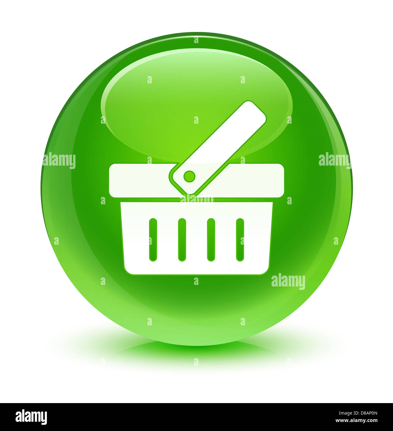Shop icon glassy green button Stock Photo - Alamy
