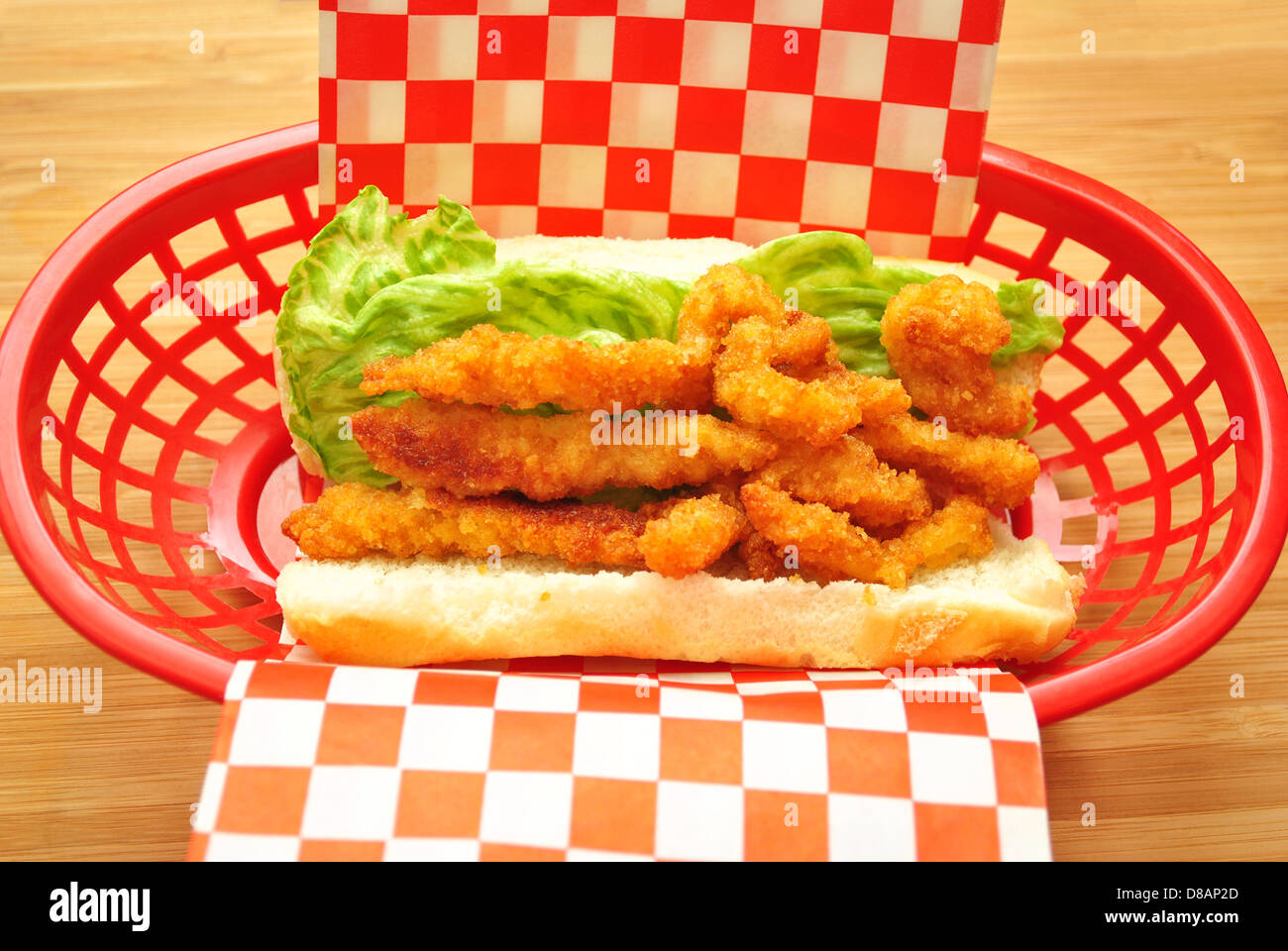 Fried Clam Sandwich in a Take Out Basket Stock Photo - Alamy