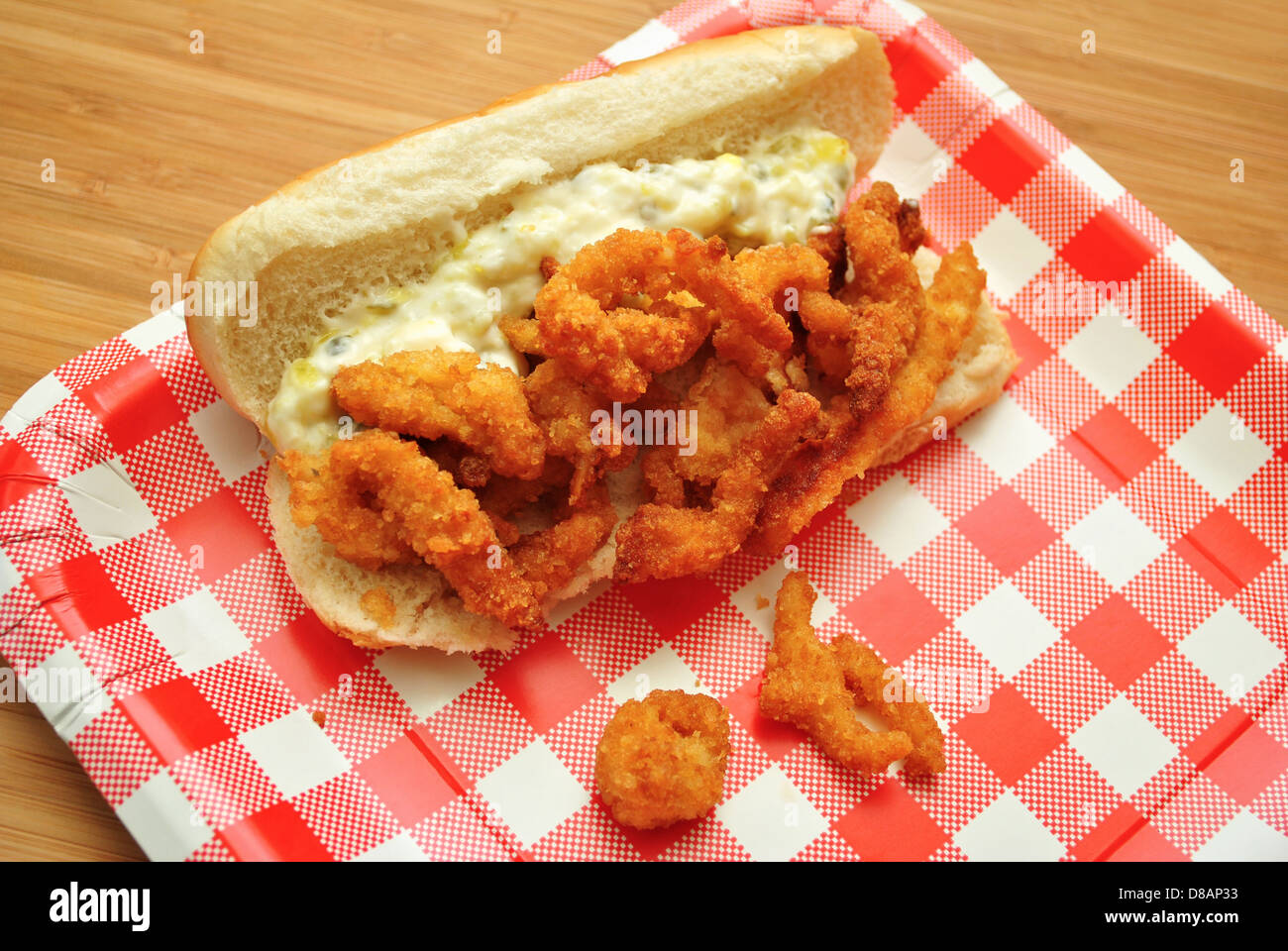Clam Sandwich with Tarter Sauce on a Picnic Plate Stock Photo - Alamy