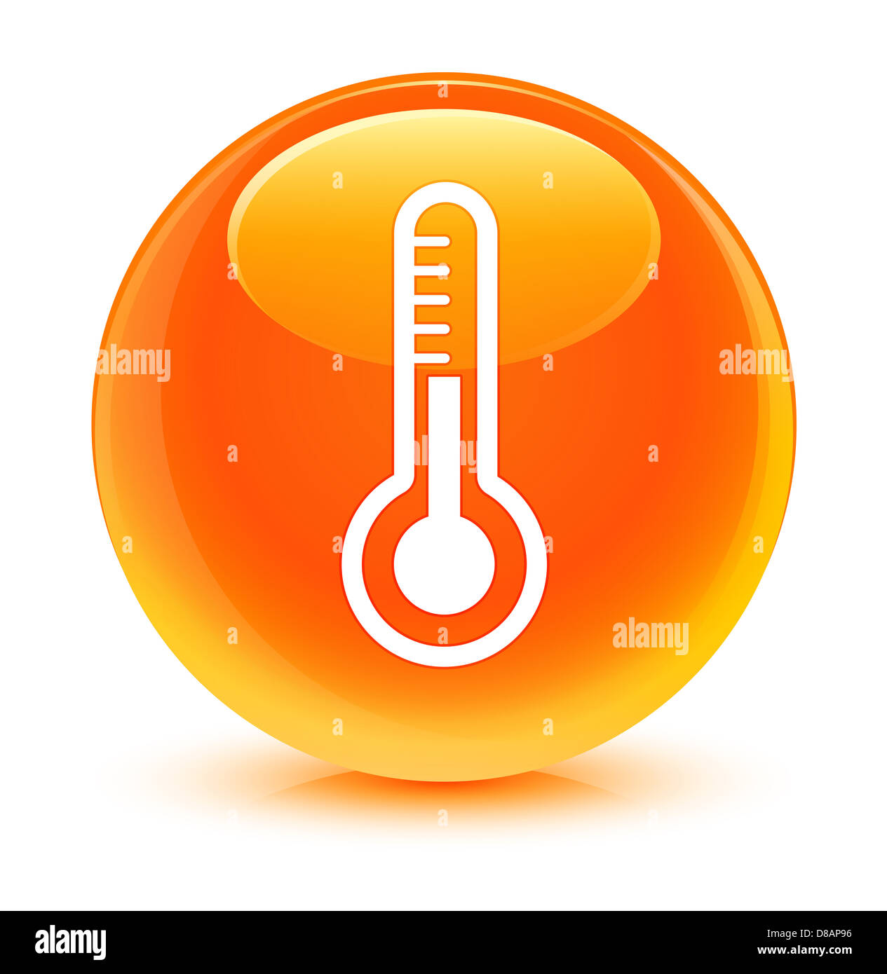 Thermometer icon glassy orange button Stock Photo - Alamy