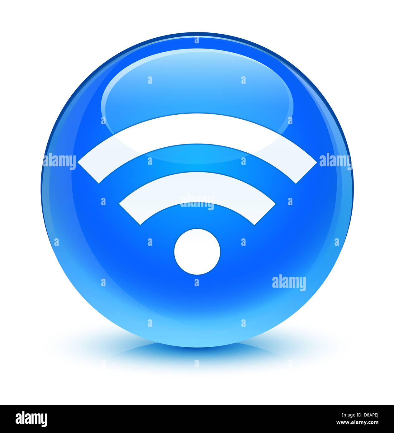 Wifi icon glassy blue button Stock Photo - Alamy
