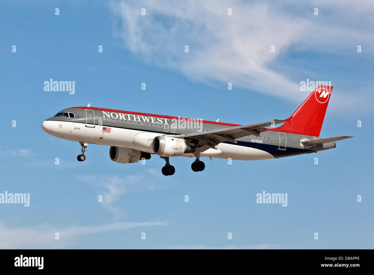 An Airbus A320 of Northwest airlines on final approach Stock Photo - Alamy