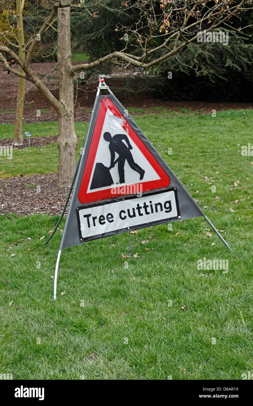 Tree cutting warning sign hi-res stock photography and images - Alamy
