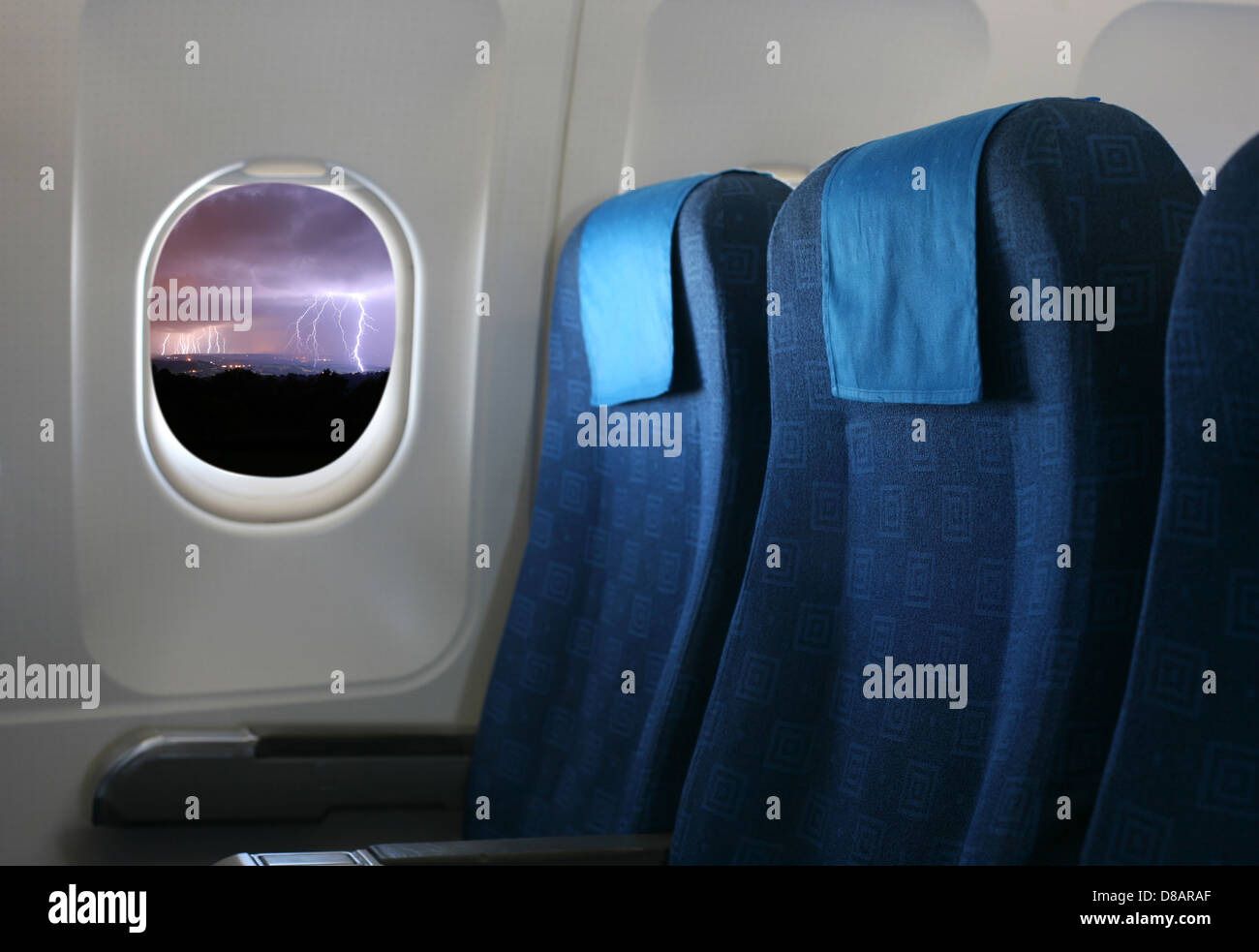 Airplane seat and window inside an aircraft Stock Photo - Alamy