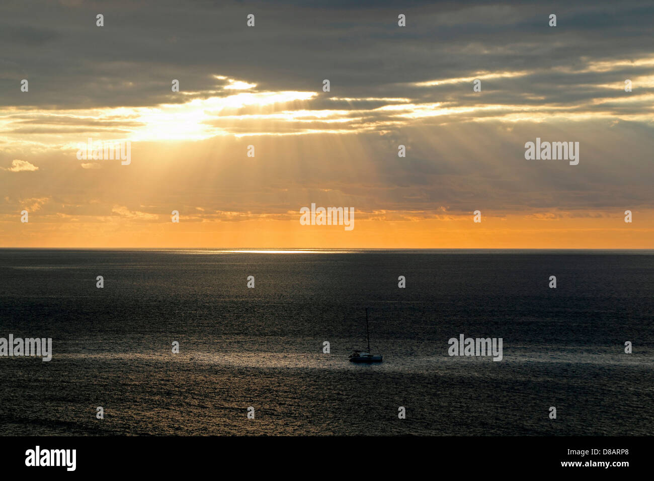 Sunset over Atlantic ocean at Canaries Stock Photo - Alamy