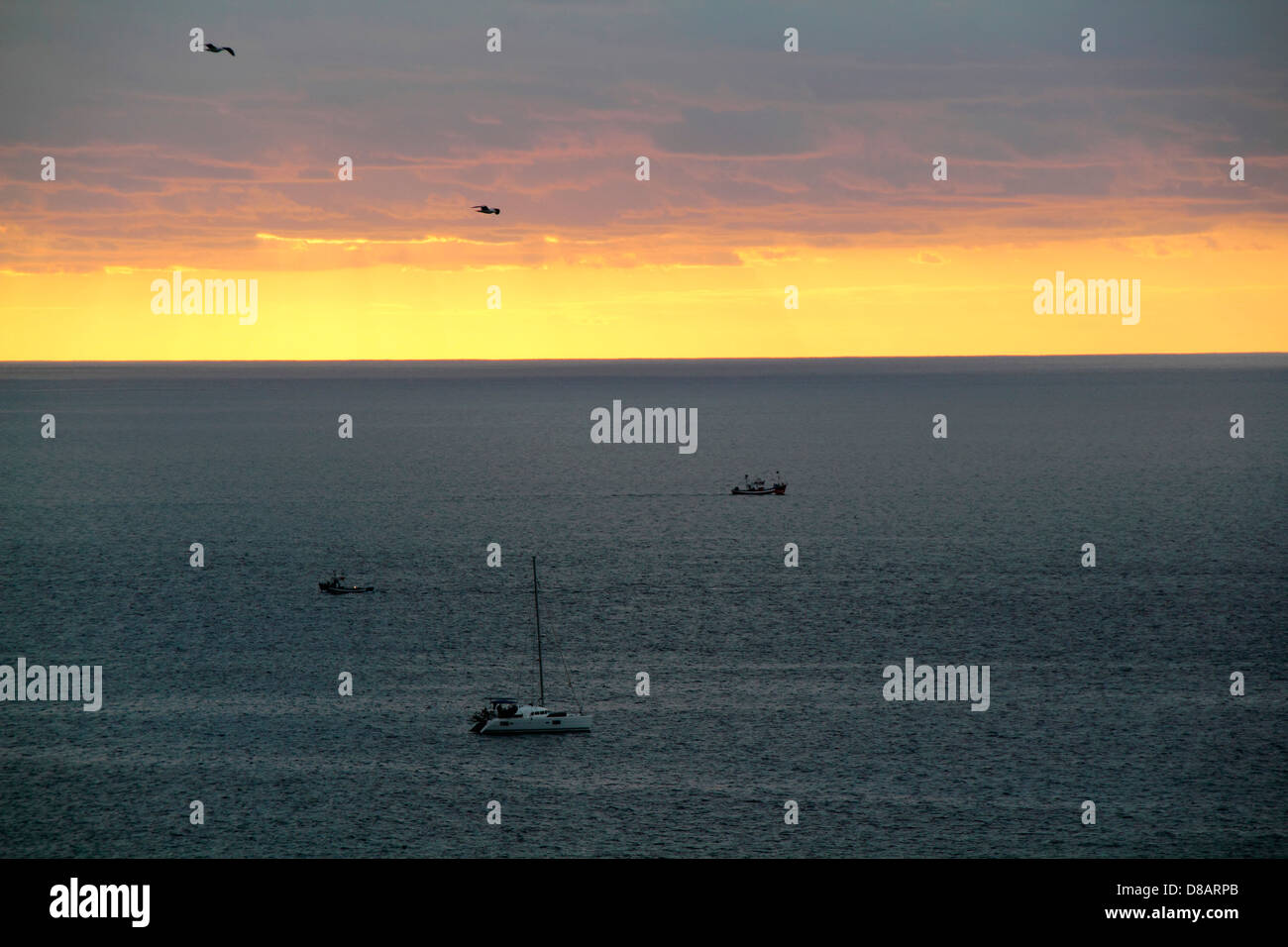 Sunset over Atlantic ocean at Canaries Stock Photo - Alamy