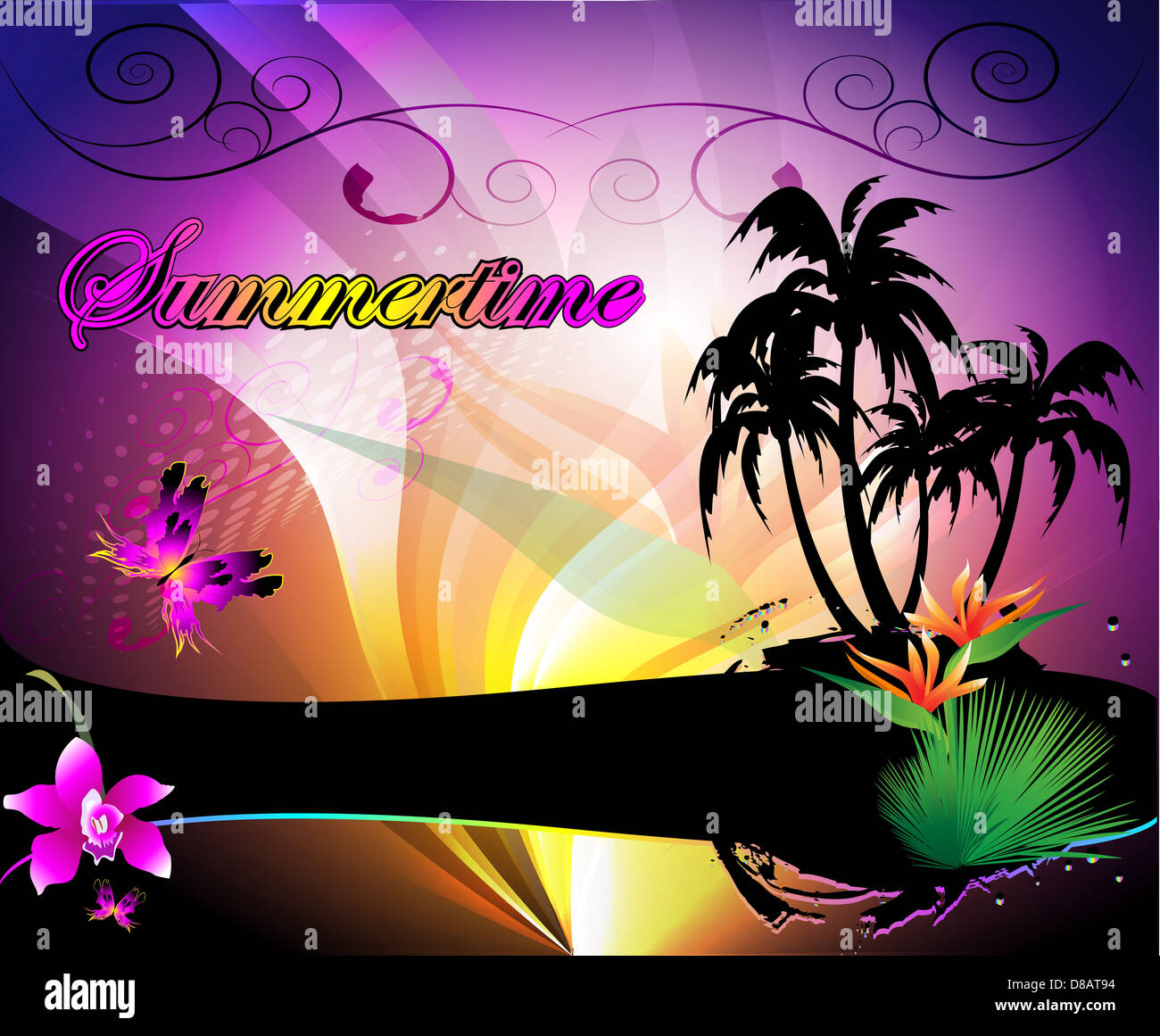 summer, summertime, sun, banner, background, colorful, poster, palm ...