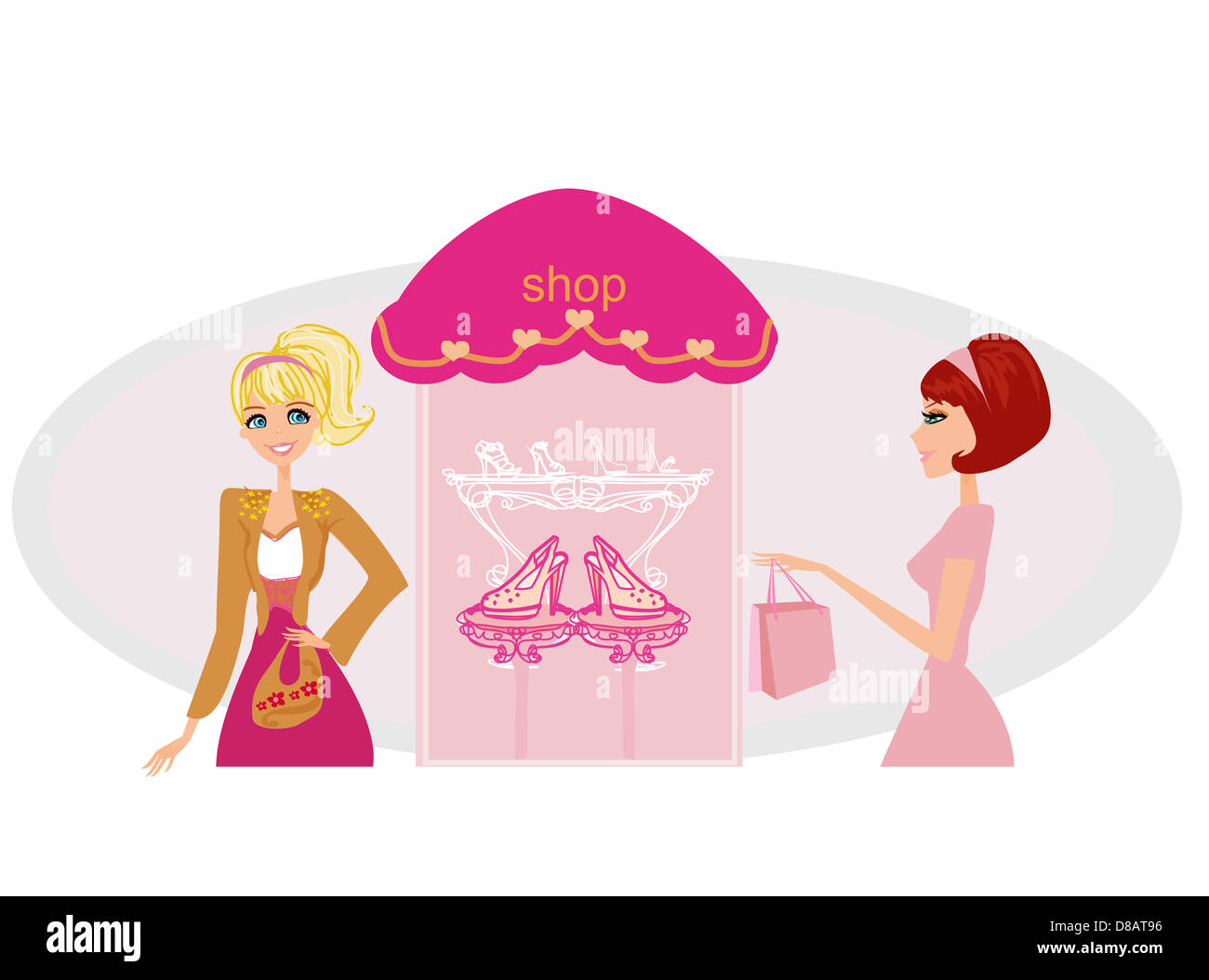 Fashion girls shopping in shoe shop Stock Photo - Alamy