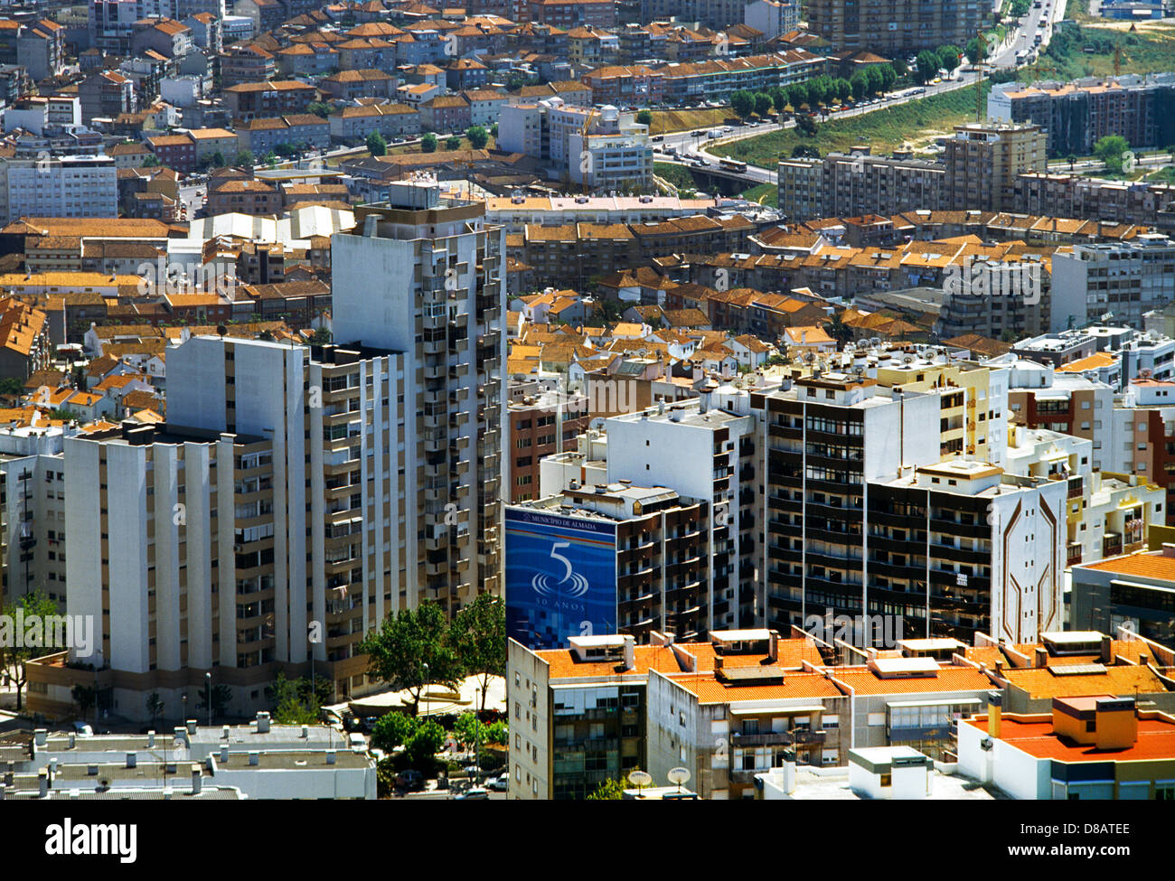 Almada Lisbon Portugal Cacilhas Aerial Of Apartment Buildings Stock ...