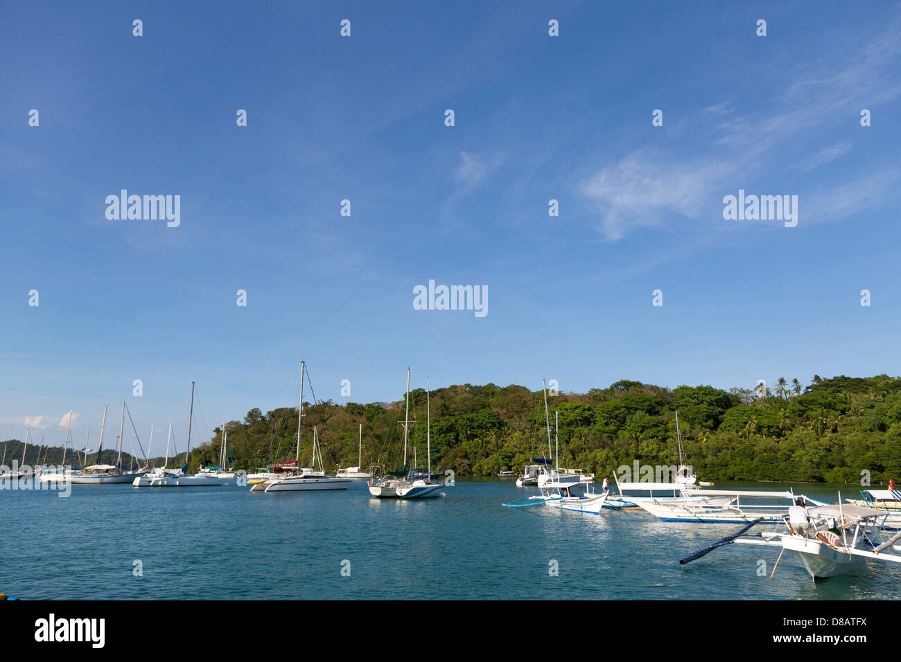 View over the Port of Puerto Galera on Mindoro Island, Philippines ...