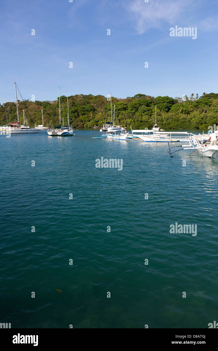 View over the Port of Puerto Galera on Mindoro Island, Philippines ...