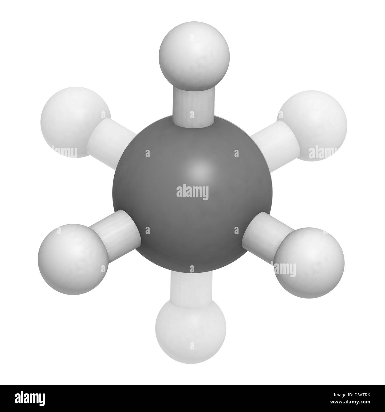 ethane natural gas component, molecular model. Atoms are represented as ...