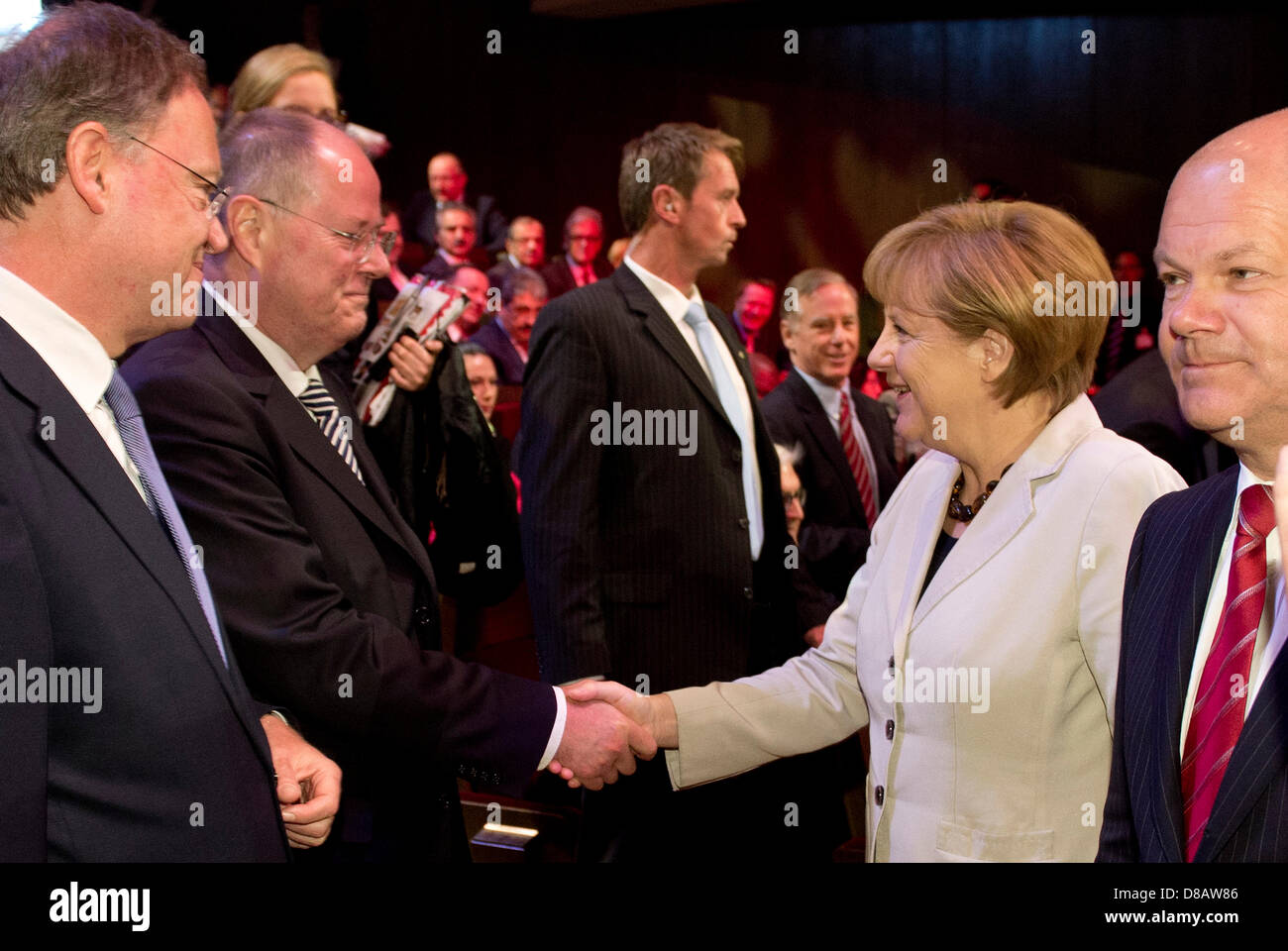 Leipzig, Germany. 23rd May 2013. German Chancellor Angela Merkel (2-R ...