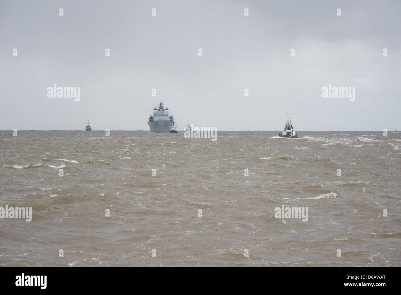 Liverpool, UK. 23rd May 2013. The Royal Navy vessel HMS Bulwark and ...