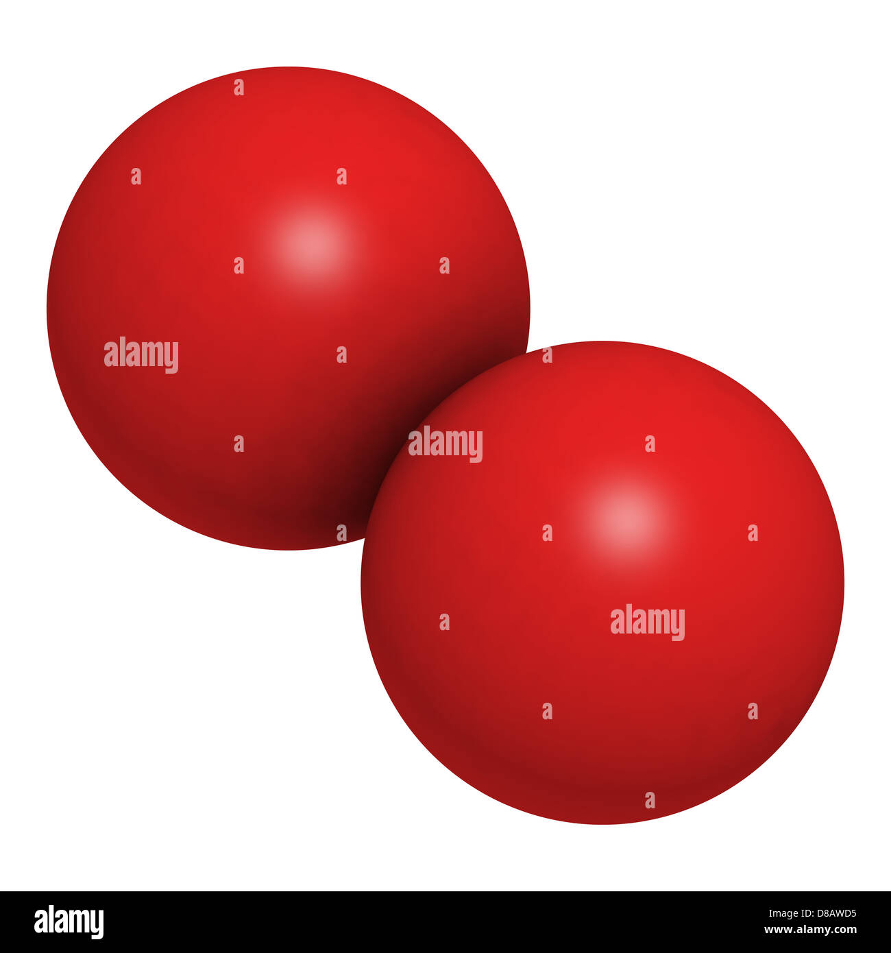 Elemental Oxygen O2 Molecular Model Atoms Are Represented As