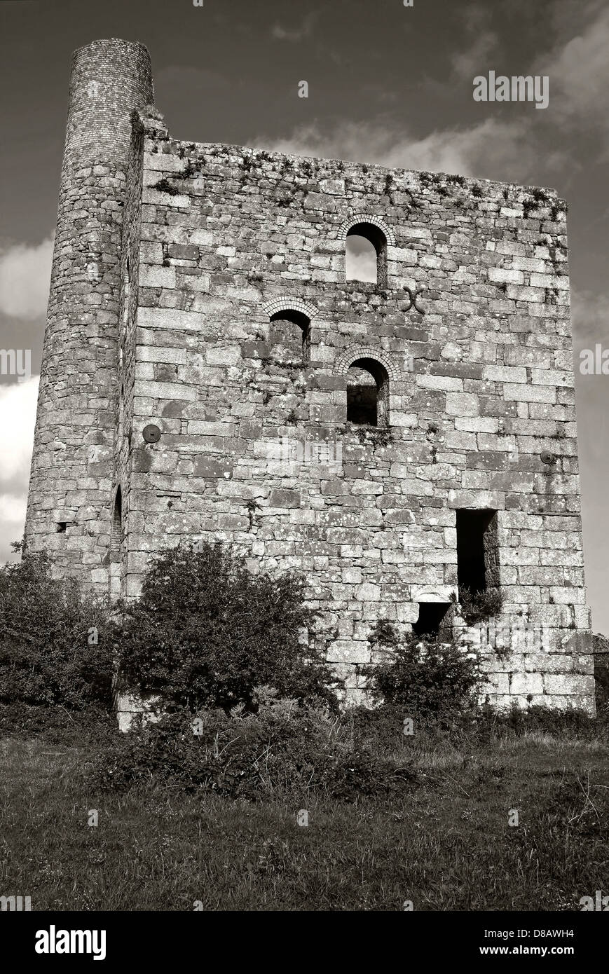 Mine engine houses at Wheal Grenville Mine, near Troon, Camborne ...