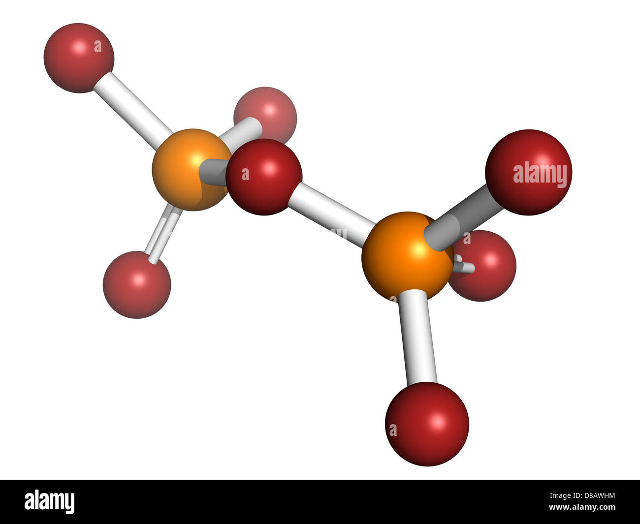 Pyrophosphate molecule, chemical structure. Atoms are represented as ...