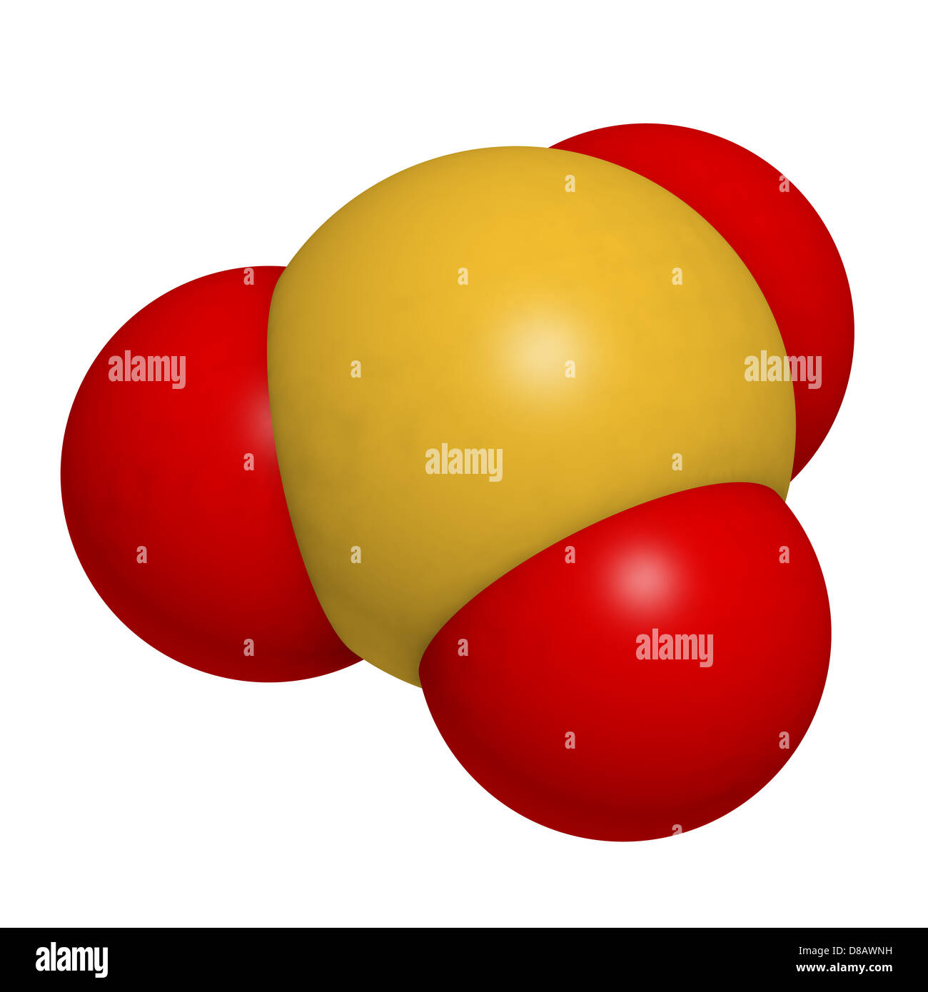 Sulfite (sulphite) food and wine preservative, molecular model. Atoms ...