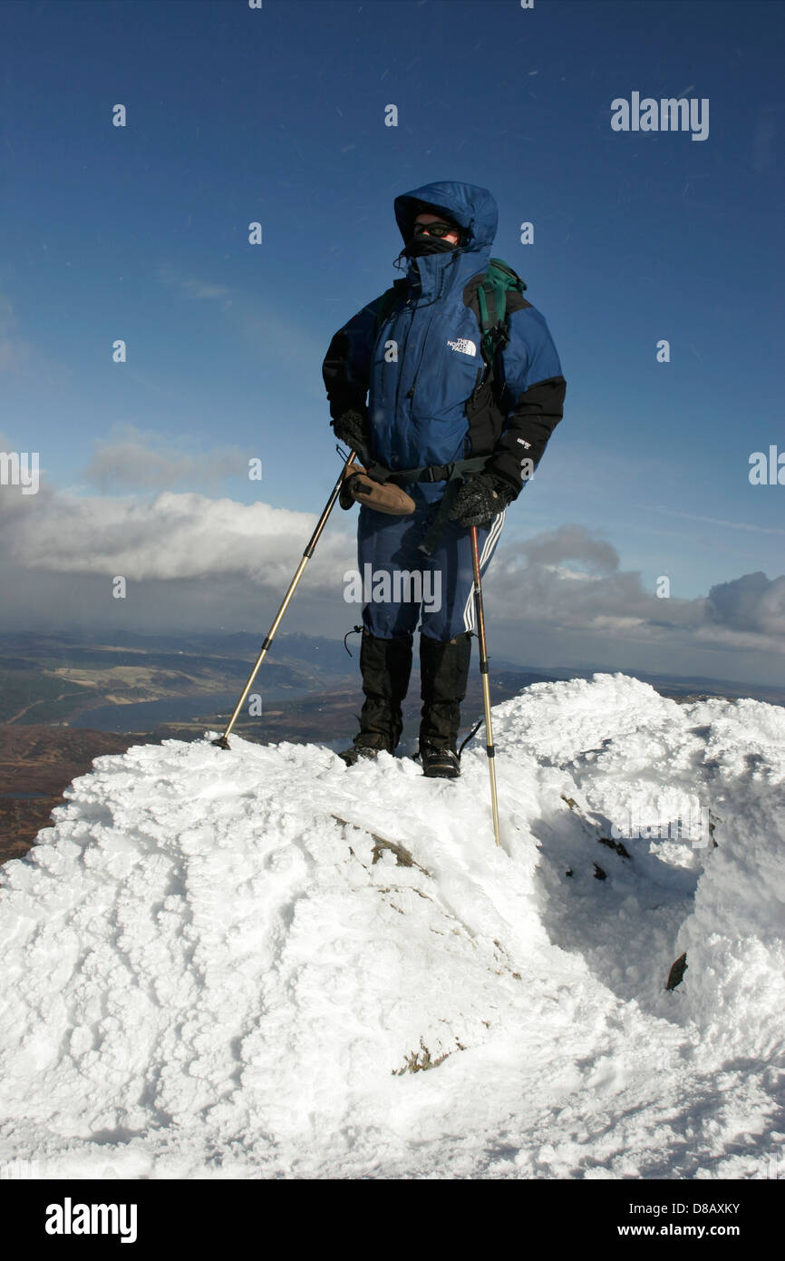 walker in Winter on Schiehallion Stock Photo - Alamy