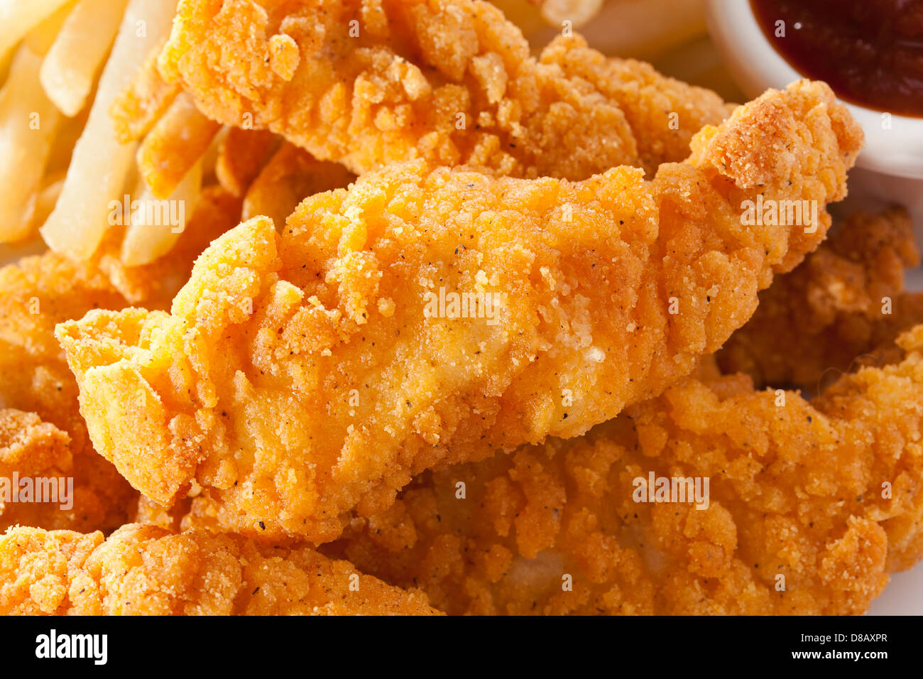Organic Crispy Chicken Strips on a background Stock Photo - Alamy