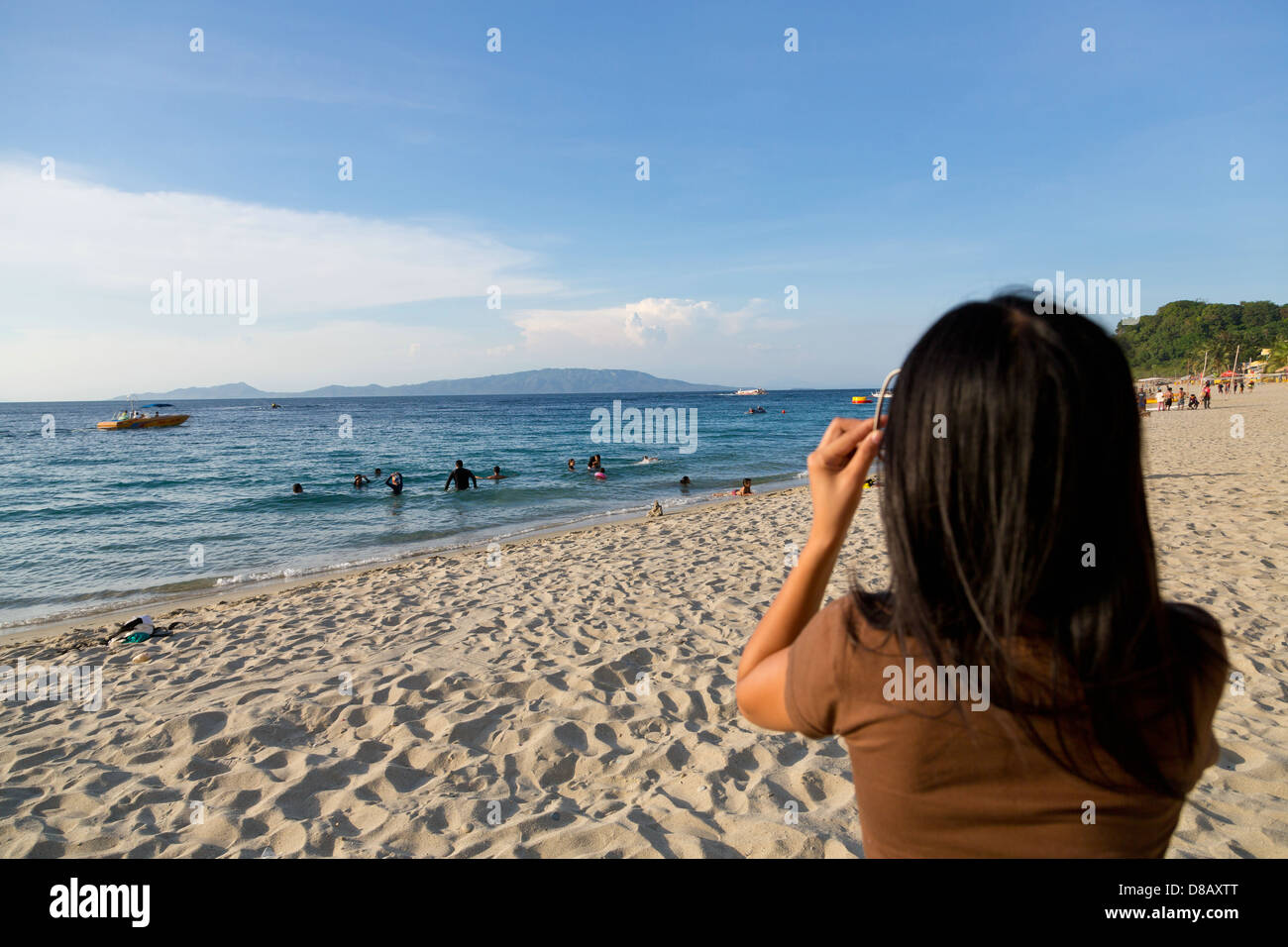 The White Beach near Puerto Galera on Mindoro Island, Philippines Stock ...