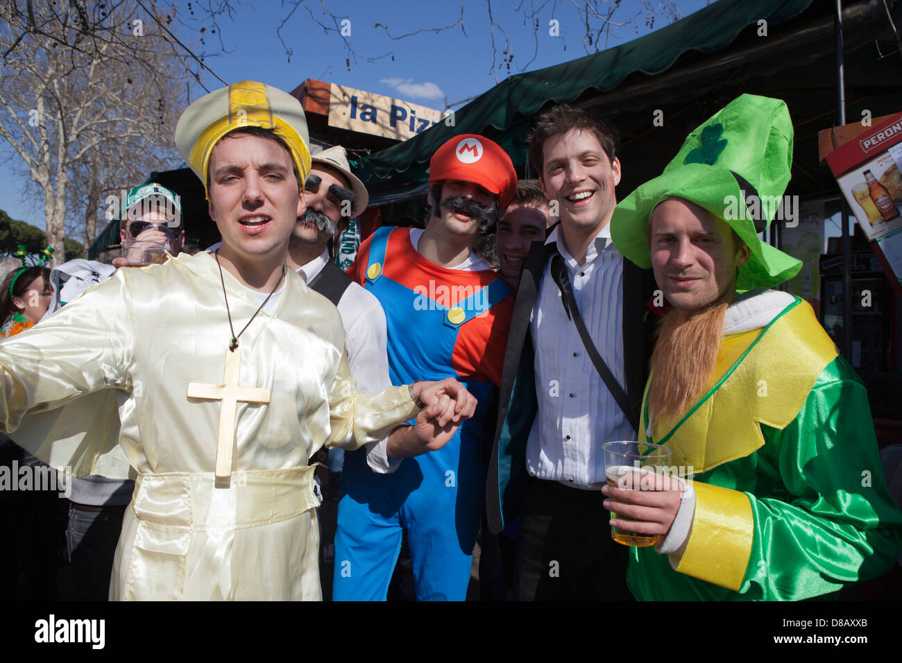 Group of rugby fans at the Italy vs Ireland six nations match in Rome ...