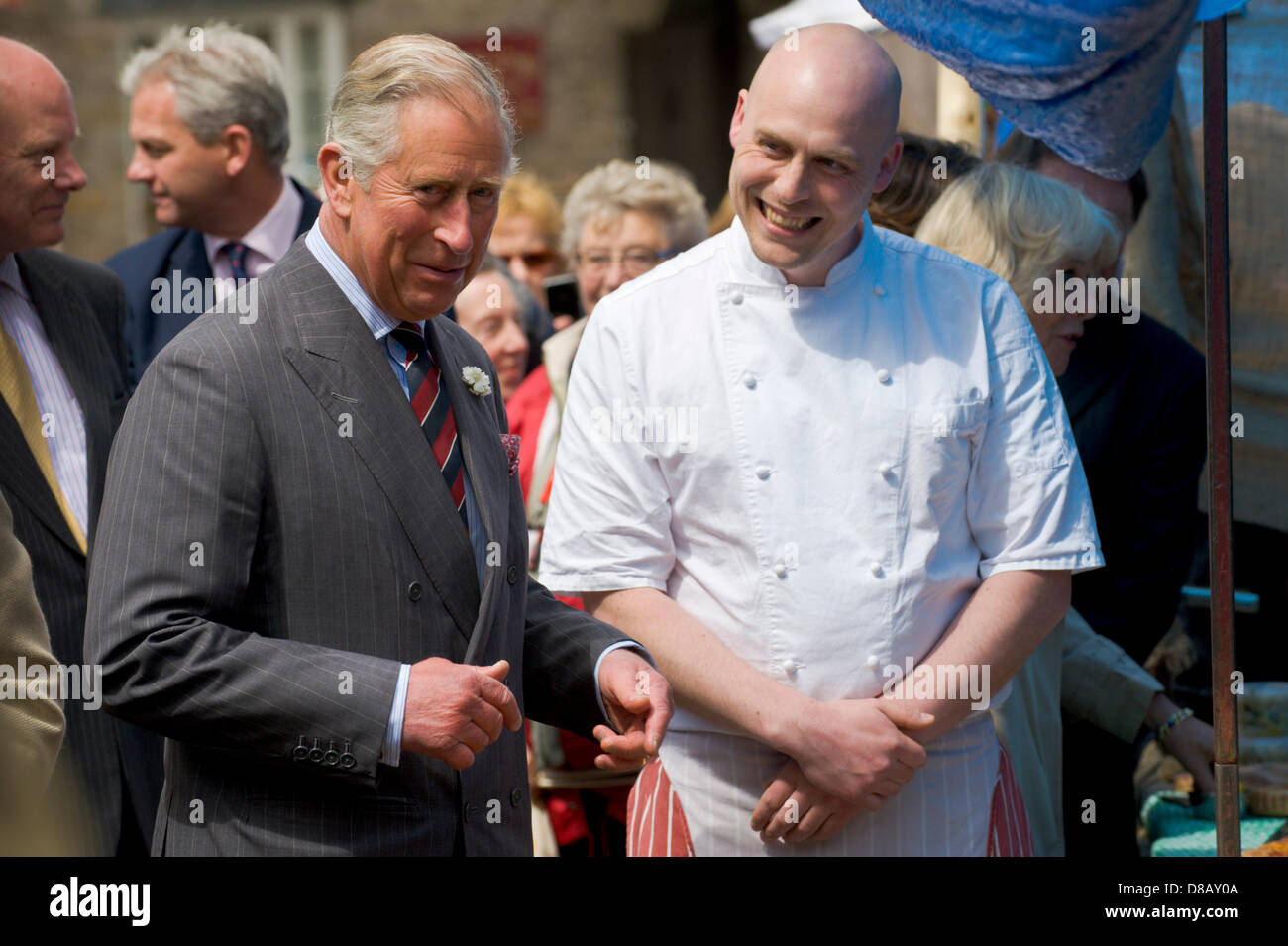 Charles, The Prince of Wales chatting to artisan baker Alex Gooch while ...