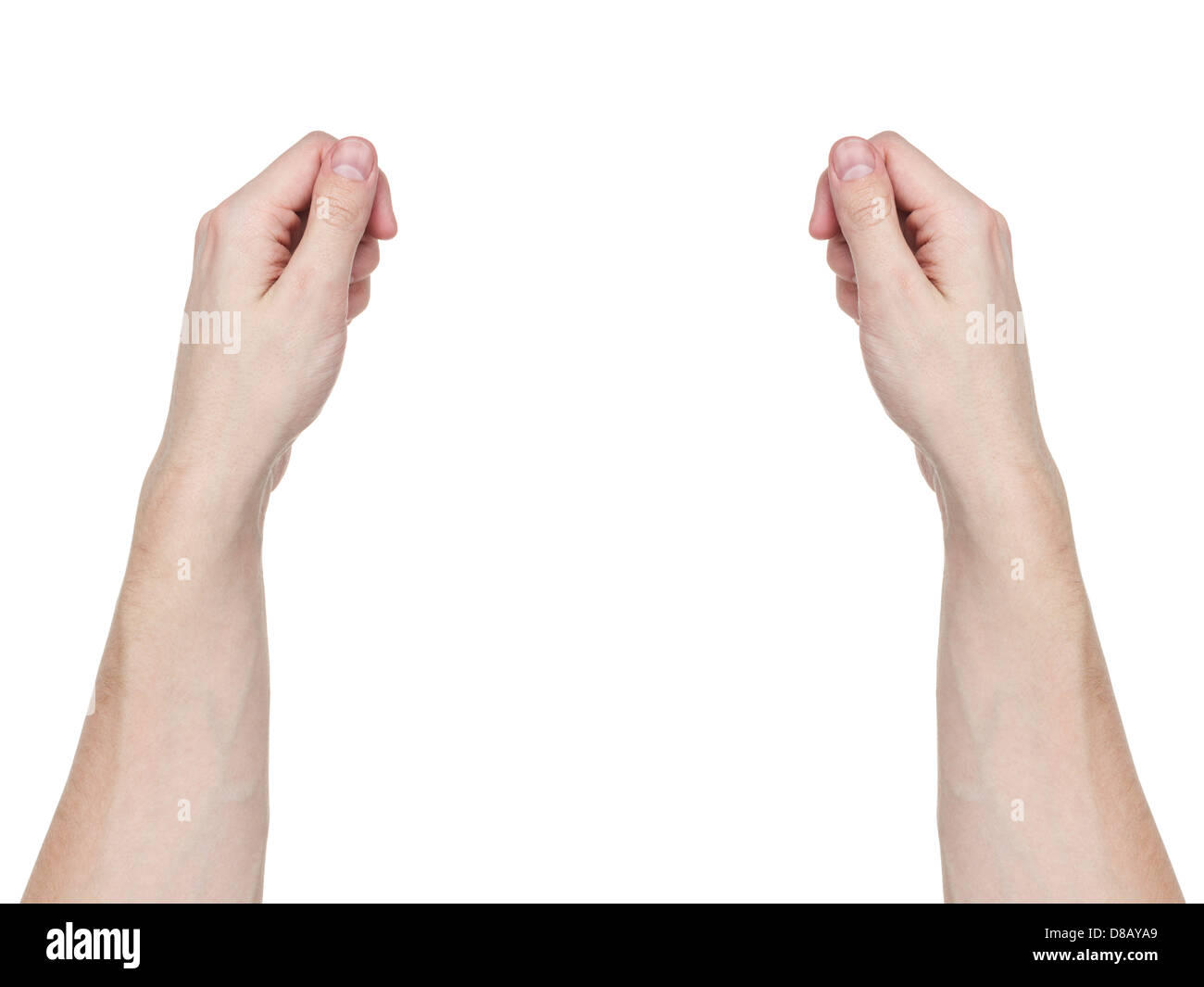 two adult man hands to hold or show something, isolated on white Stock ...