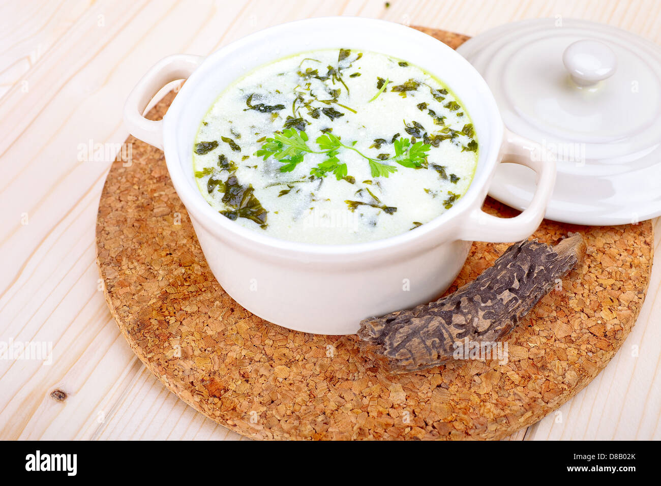 Cream chervil soup Stock Photo - Alamy