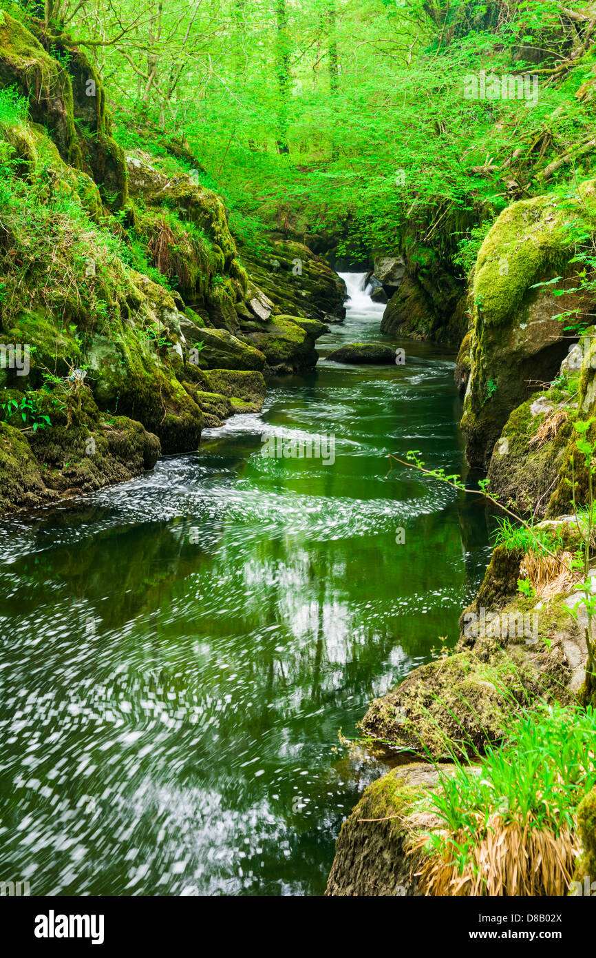 Waterfall on East Lyn River in Exmoor National Park near Rockford ...