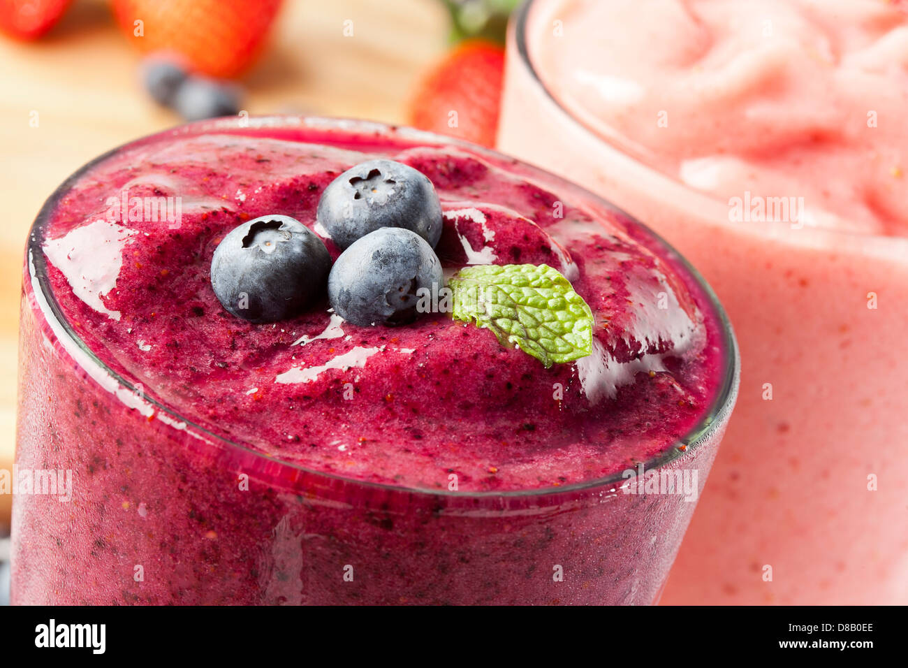 Organic Blueberry Smoothy made with fresh ingredients Stock Photo - Alamy