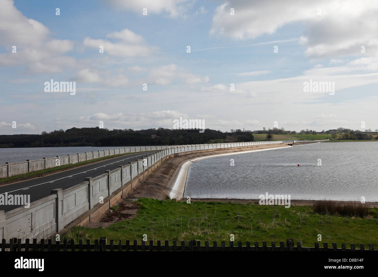 Causeway over Blithfield reservoir Staffordshire England Great Britain ...