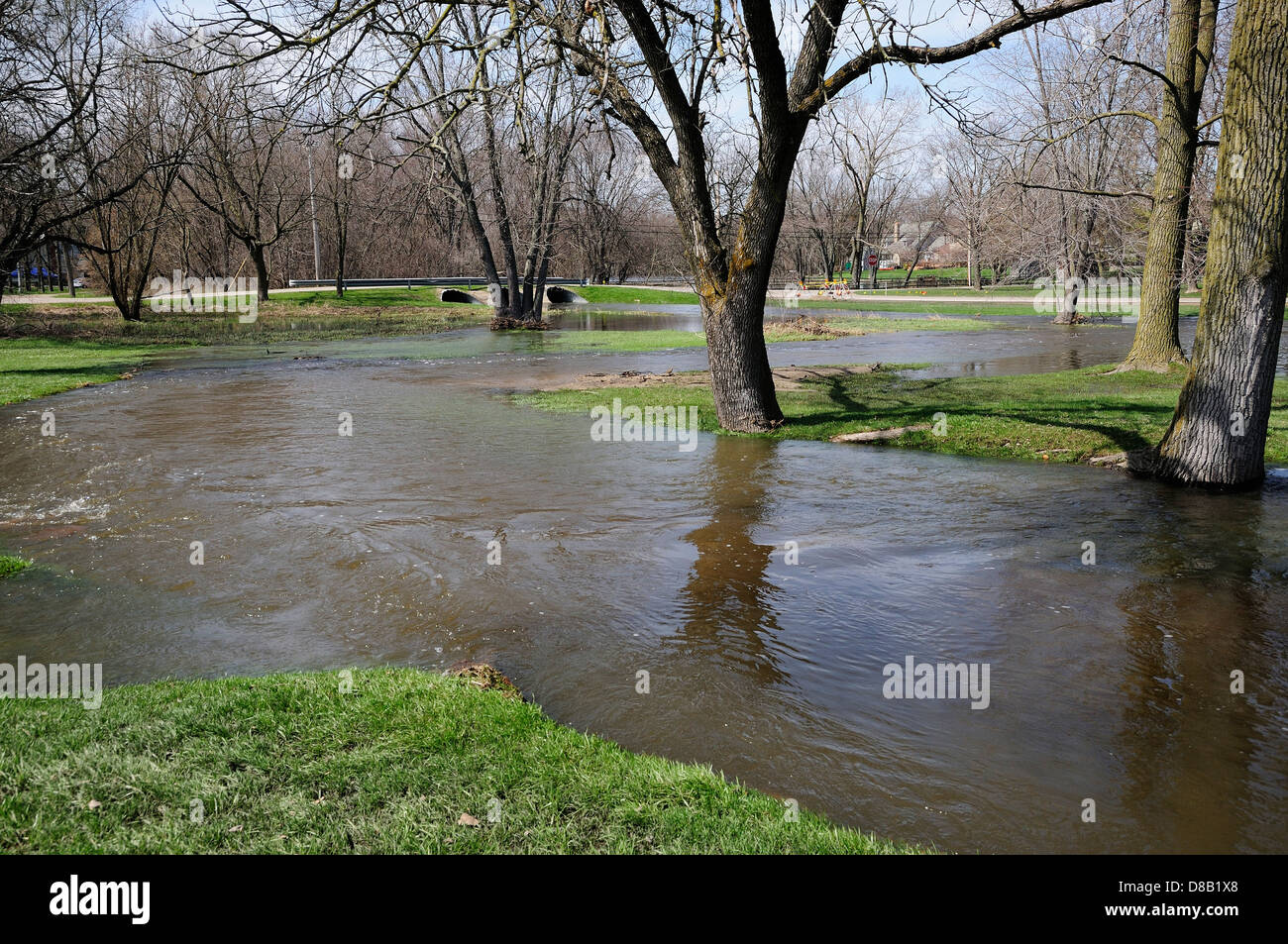 Flooded stream after spring rains Stock Photo - Alamy