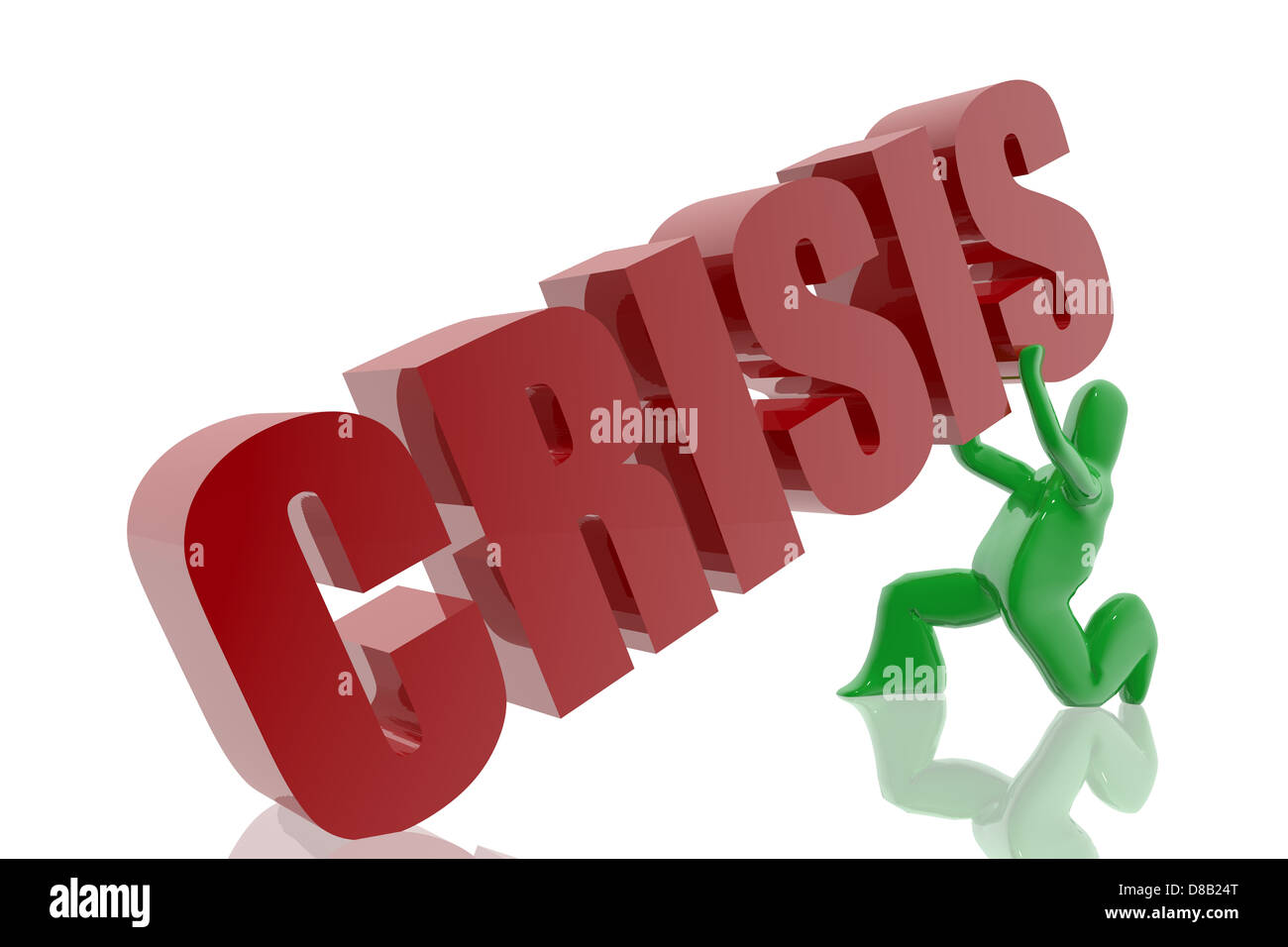 Figure trying to hold a crisis symbol Stock Photo - Alamy