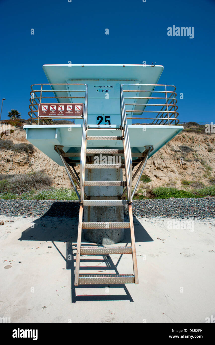 Lifeguard towers on the beach at Carlsbad California Stock Photo - Alamy