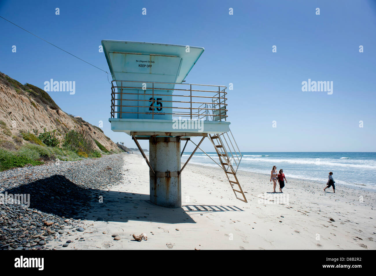 Lifeguard towers on the beach at Carlsbad California Stock Photo - Alamy