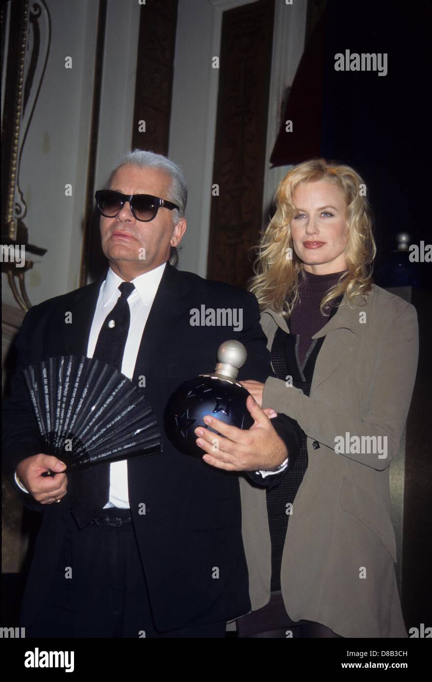 KARL LAGERFELD and Daryl Hannah promote his new perfume Sun Moon 1994 ...