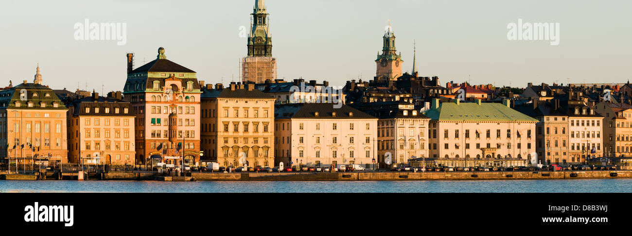 Panoramic view of Gamla Stan with Tyska Kyrkan and Storkyrkan at ...