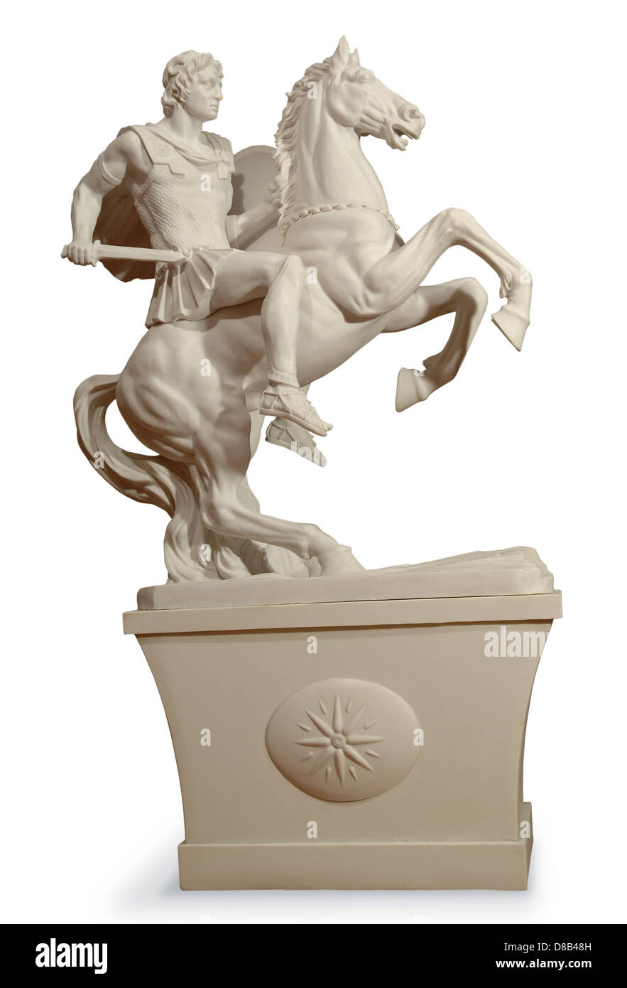 Greek statue of a warrior. Isolated background Stock Photo - Alamy