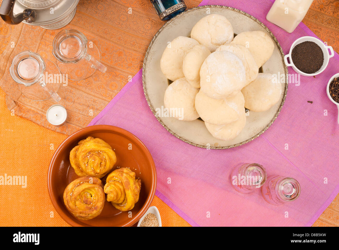 Moroccan food still life taken from a high angle viewpoint Stock Photo ...