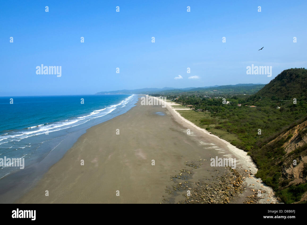Panoramic view of Olon beach Stock Photo - Alamy