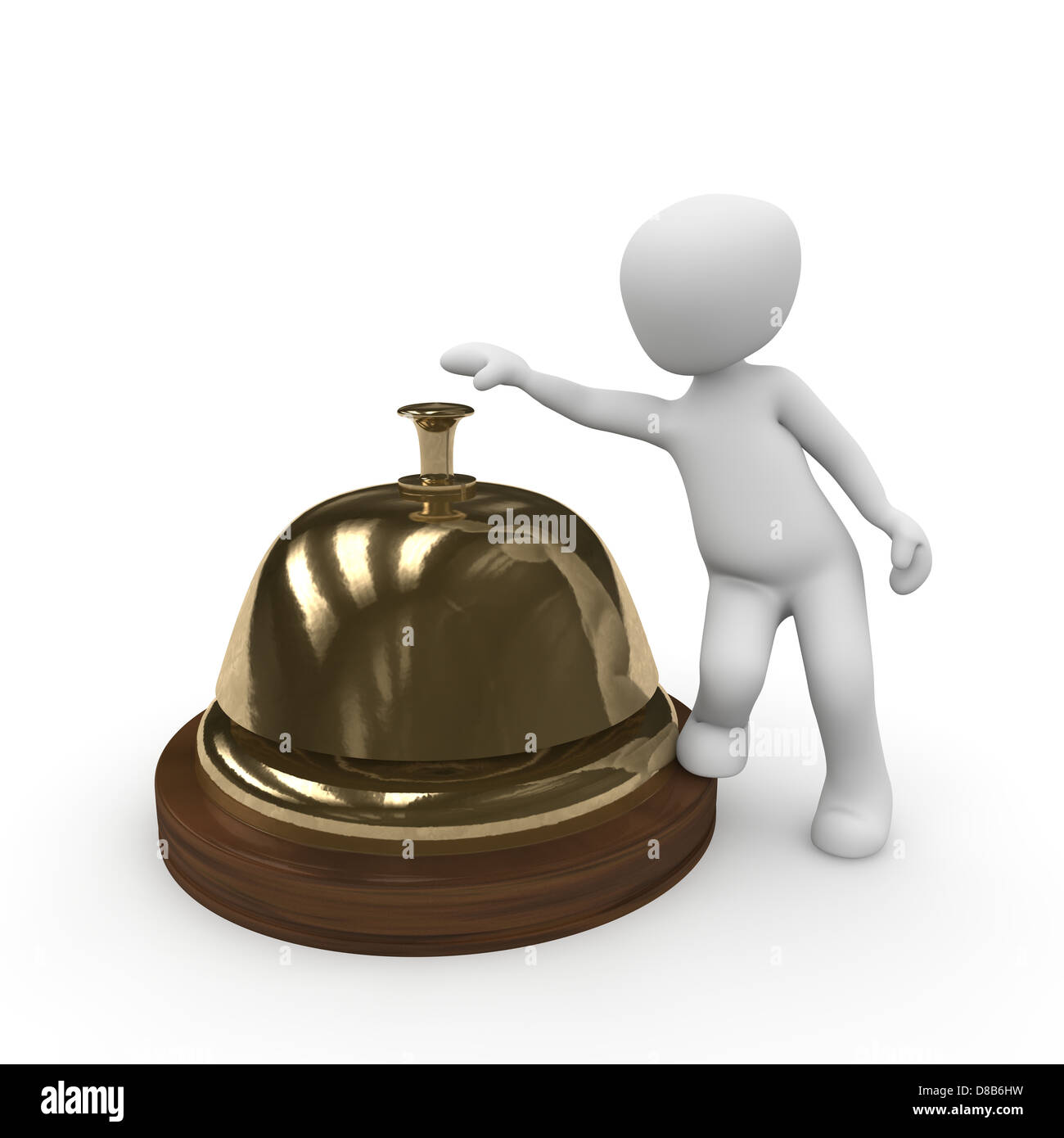 A 3D character's wants to get with the help of the bell service Stock ...