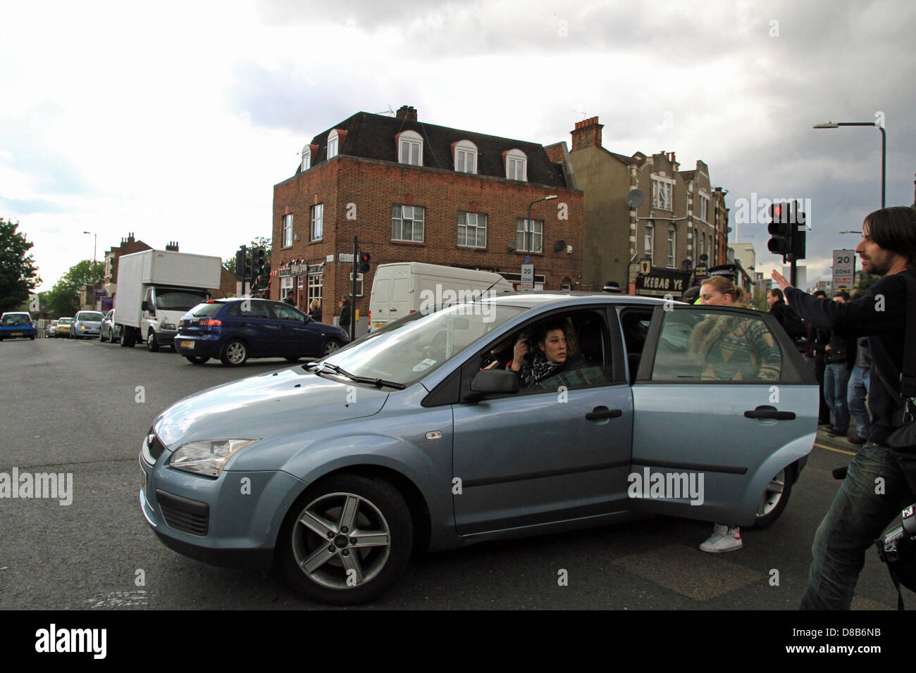 Car with British banner near Woolwich barracks. The occupants were ...