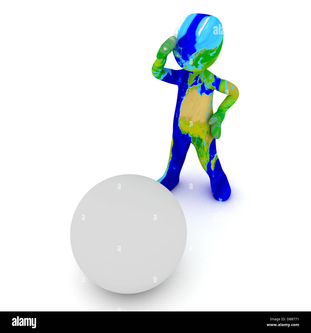 On a 3D character, the world map is shown Stock Photo - Alamy
