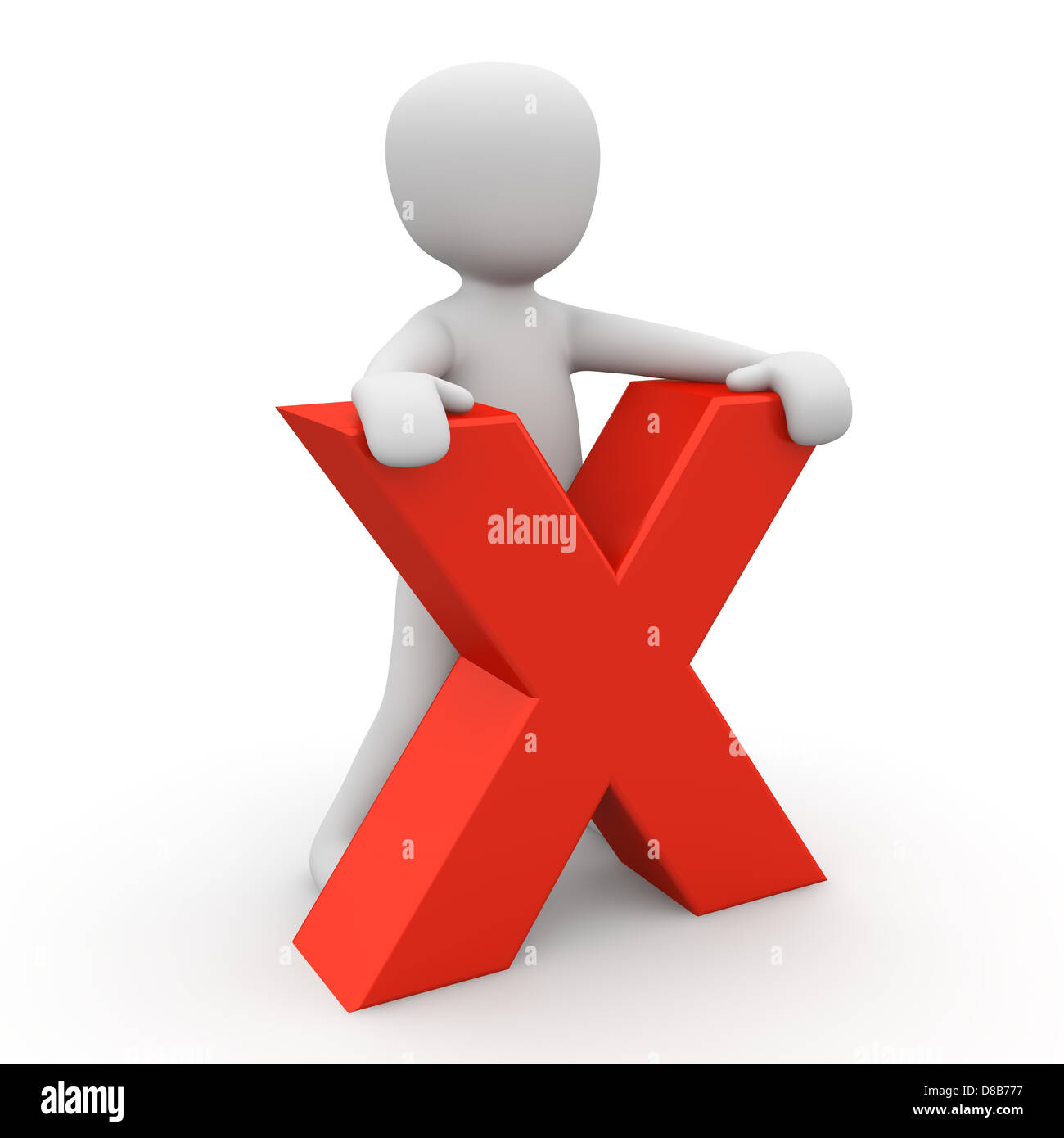 A 3D character standing behind a red X Stock Photo - Alamy