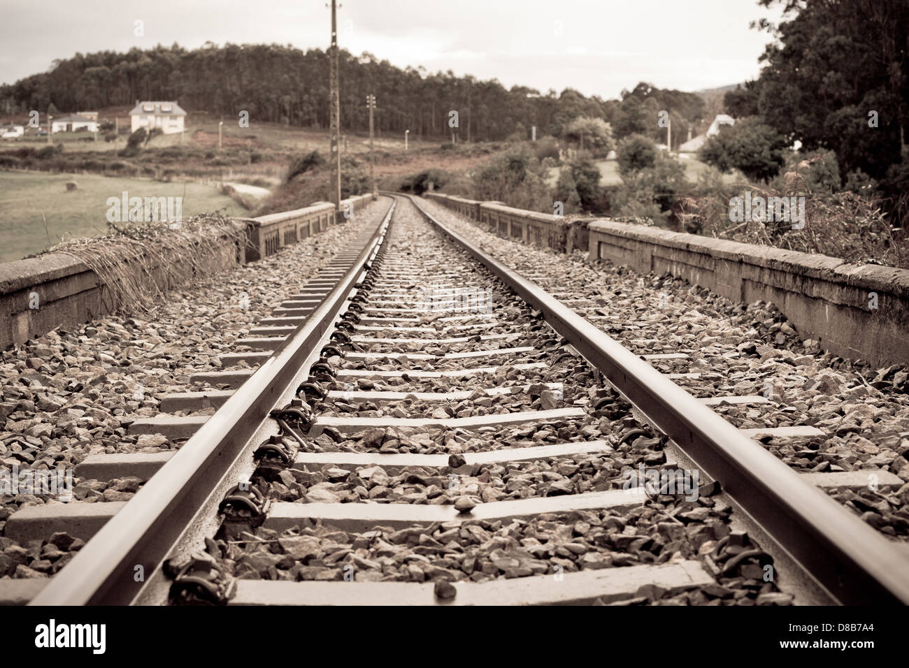 Old Rural Railroad at Northern Spain. Toned shot Stock Photo - Alamy