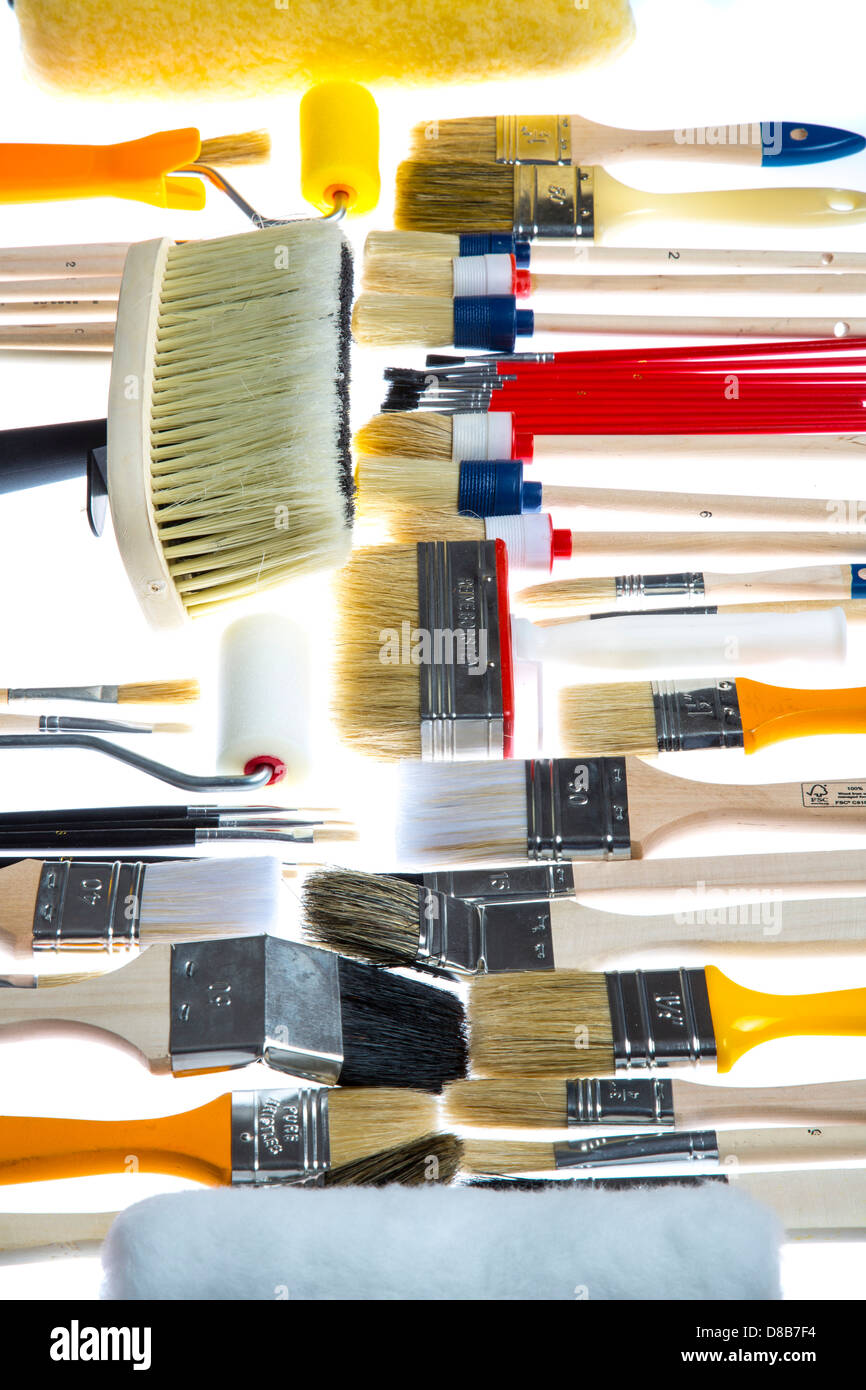 Different types of paintbrushes, colors, painting tools Stock Photo - Alamy