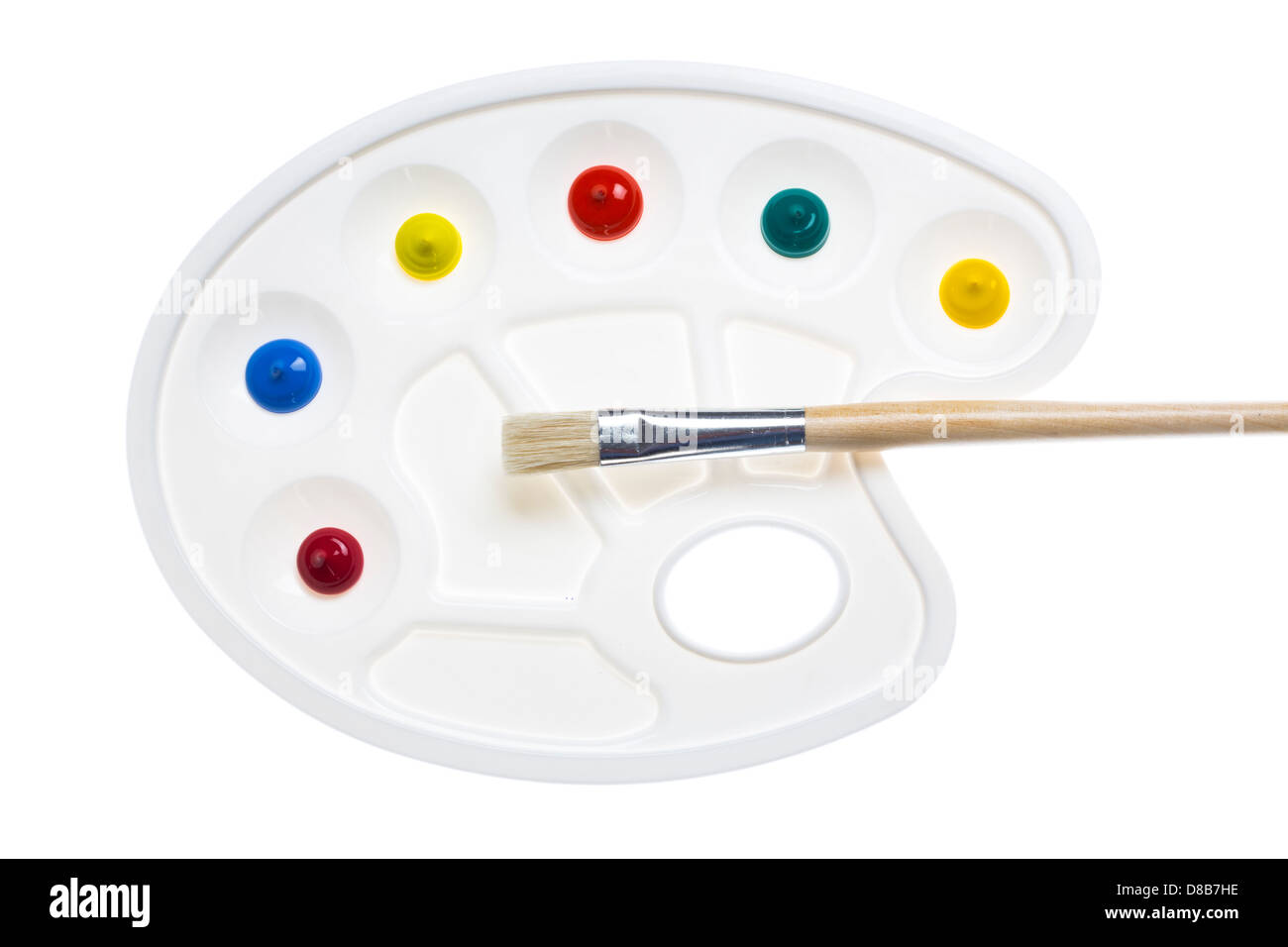 Paint palette, different colors, paintbrush Stock Photo - Alamy