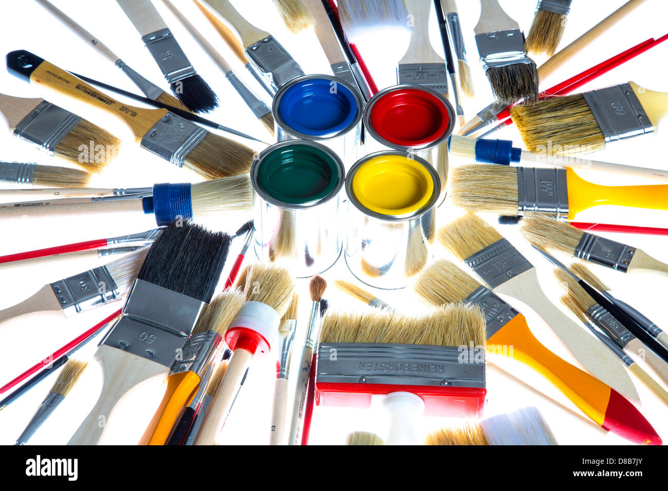 Different types of paintbrushes, colors, painting tools Stock Photo - Alamy