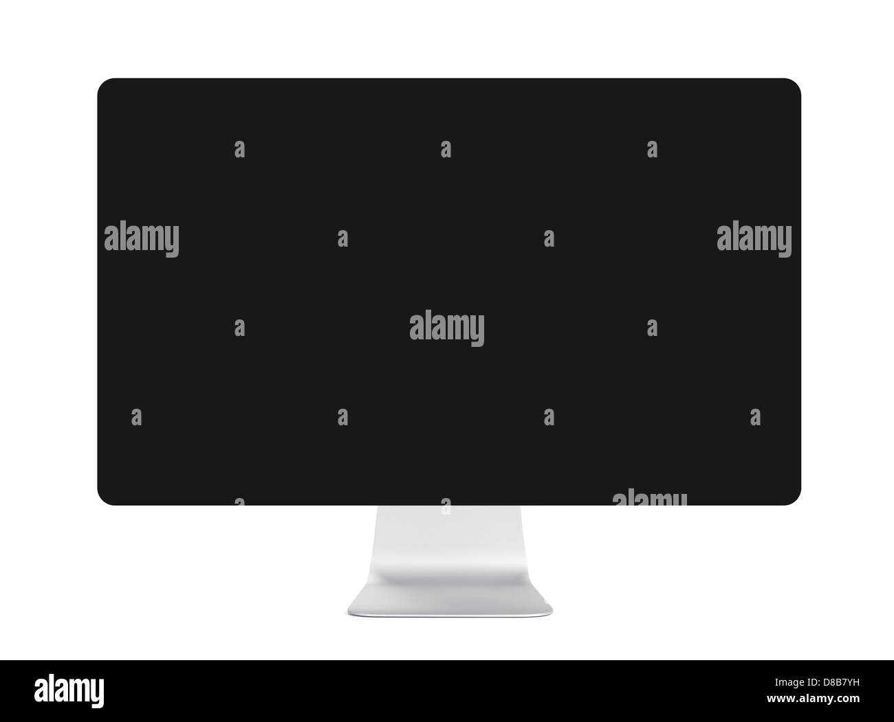 Computer display with black blank screen. Front view. Isolated on white ...